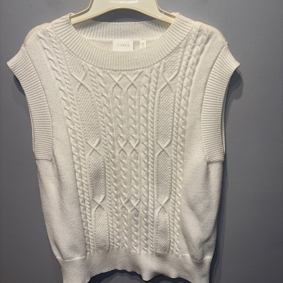 Cyrus | Jackets & Coats | Cyrus Knit Sweater Vest Ribbed Ivory ...